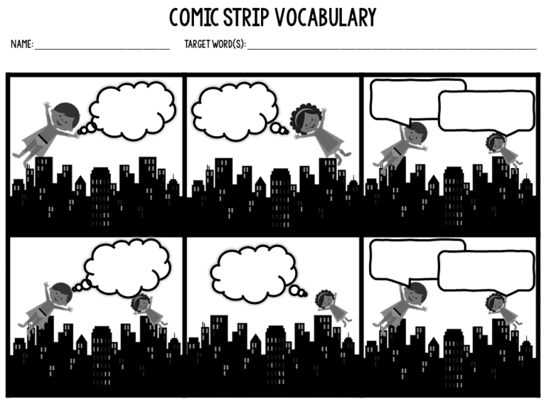 Comic Strip Vocabulary Activity - Vocabulary Luau
