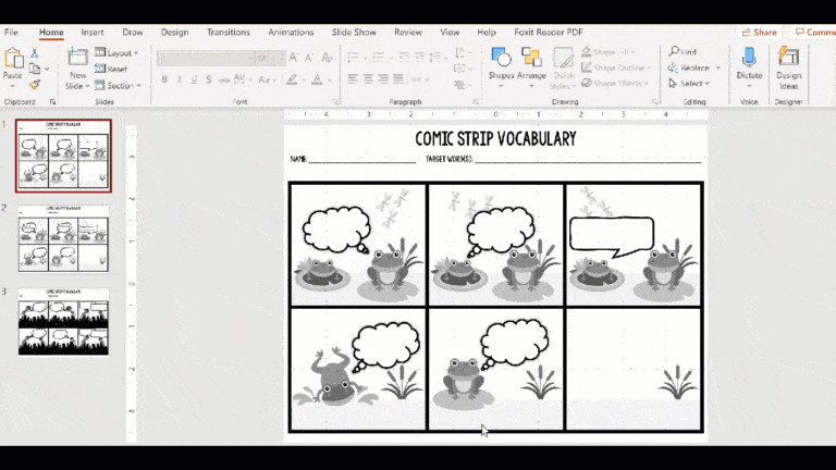 Comic Strip Vocabulary Activity - Vocabulary Luau